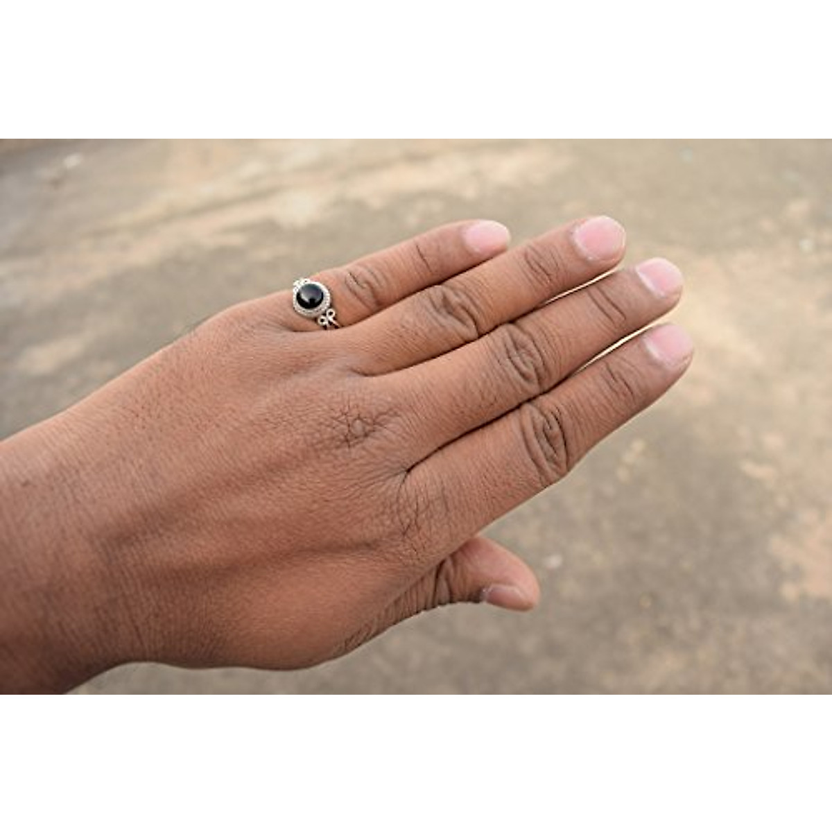 Black Onyx Stone Ring, Handmade 925 Sterling Silver Rings for Women Girls, Natural Gemstone Ring US size 9 Solitaire Ring, Round Stone Ring, Minimalist Birthstone Gift Jewelry for her