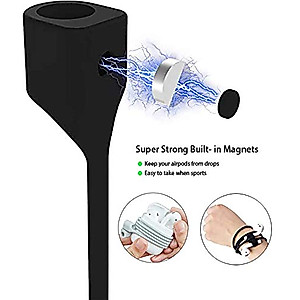 Loirtlluy 4 in 1 Anti-Lost Accessories for Airpods, Airpods Strap Magnetic Cord, Ear Hooks and Covers Compatible with Airpods 1 & 2, Airpods Watch Band Holder, Blac