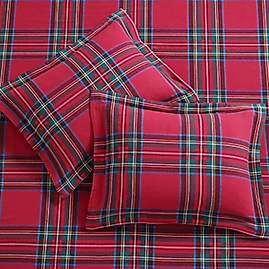 Levtex Home - Spencer Plaid Duvet Cover Set - King Duvet Cover + Two King Pillow Cases - Tartan Plaid - Red, Green, White, Blue, Gold - Duvet Cover (106 x 94in.) and Pillow Case (36 x 20in.) - Cotton