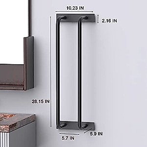 WUIVIUT Adhesive Towel Racks for Bathroom Wall Mounted, Rolled Bath Towel Holder Storage-Stainless Steel, Black Towel Shelf for Bath Towels, Hand Towels