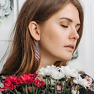 Madison Tyler Americana Collection USA Stars | Stripes Flag Chain Stud Earrings for Women