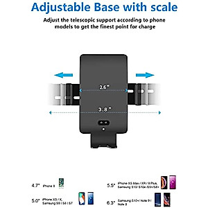 MANKIW Wireless Car Charger Automatic Clamping 10W Qi Fast Charging Car Charger Mount Compatible with iPhone 15 14 13 12 11 pro max Plus/Xs MAX/XS/XR/X/8/8p Samsung S10/S10+/S9/S9+/S8/S8+