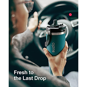 BUZIO Insulated Tumbler with 2-in-1 Lid and Straw, 30 oz Tumbler with Handle, Stainless Steel Double Walled Water Bottle Reusable Coffee Tumbler Travel Mug Thermal Cup, Wide Mouth Smoothie Cups