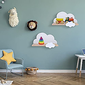 1 Pcs Floating Cloud Shelves for Children’s Bedroom - Wooden Wall Shelf Cute Cloud Floating Bedroom Book Shelf Kids Nursery Room Floating Shelves Storage Shelf,Wooden Shelf for Wall Decoration