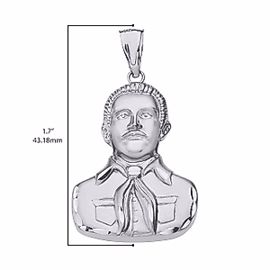 Claddagh Gold .925 Sterling Silver Jesus Malverde Portrait Pendant - Pendant Only