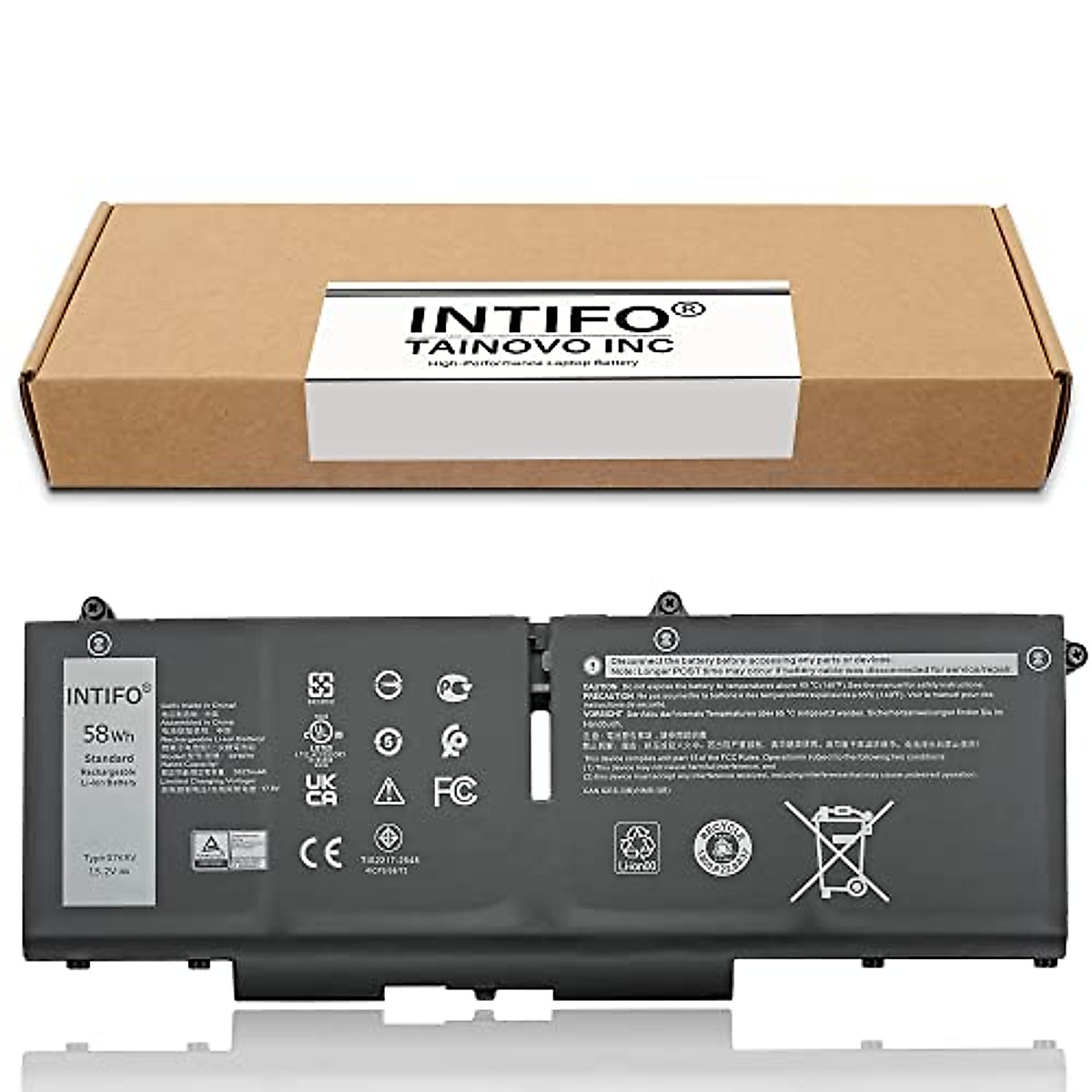 INTIFO 58Wh 07KRV Laptop Battery Compatible with Dell Latitude 5330 5430 5530 Precision 3570 Series Notebook 0H4PVC H4PVC Y86WG 0Y86WG M69D0 08WRCR 078FWY [15.2V 3625mAh 4-Cell]