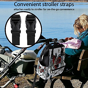 QsirBC Halloween Sugar Skulls Decor Diaper Bag Backpack Mommy Bags with Pocket Stroller Straps Waterproof Daypack for Mom Dad Casual Travel