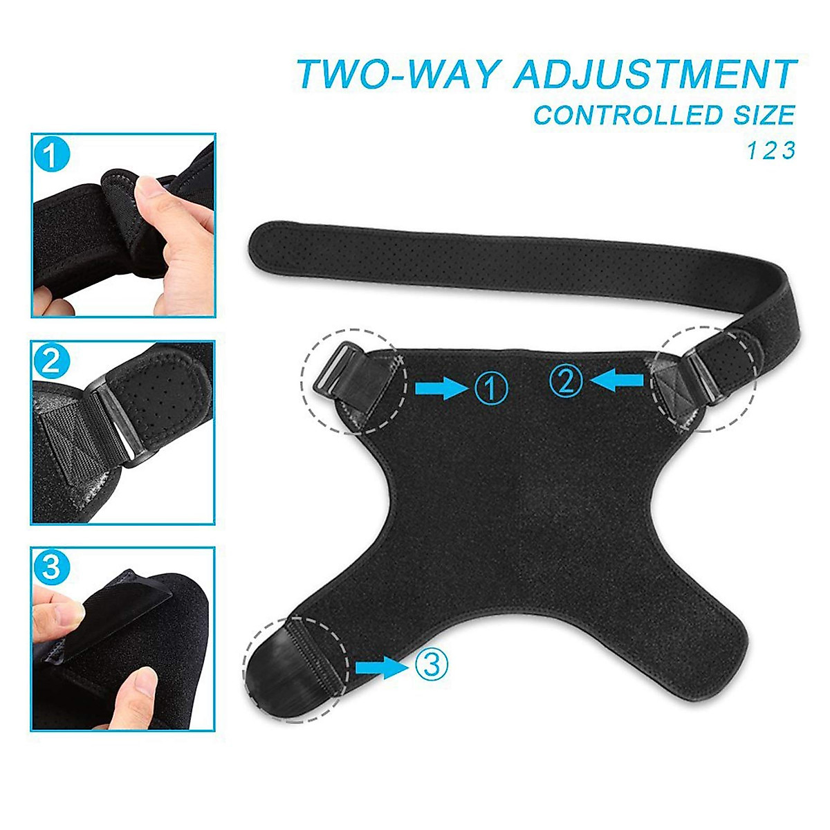 yaami Shoulder Care Stability Brace, Adjustable Strap Breathable Neoprene Compression Sleeve Injury Arthritis Pain Sling Support Rotator Cuff Wrap Dislocated Joint Belt Band