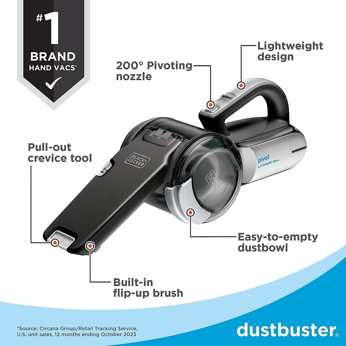 BLACK+DECKER 20V Max Handheld Vacuum, Cordless, Grey (BDH2000PL)