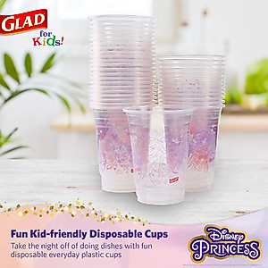 Glad for Kids Disney Princess 16oz Clear Plastic Cups | Disney Princess Plastic Cups, Kids Snack Cups | Kid-Friendly Plastic Cups for Everyday Use, 16oz Plastic Cups 36 Ct