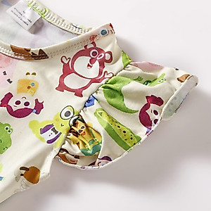 Toddlr Girls Toy Cartoon Yellow Twirl Dress Ruffle Bottom Summer Flutter Sleeves Clothes 2-3T