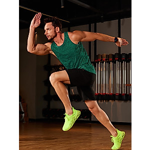 TACVASEN Dry Fit Tank Top Men Loose Fit Sleeveless Muscle T-Shirts Moisture Wicking Gym Workout Tank Top Bodybuilding Shirts Emerald Green L