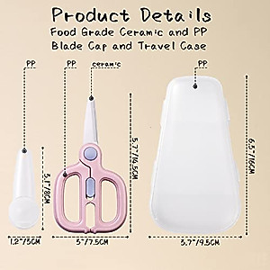 Artenny Baby Food Scissors Kids with Case Travel, Ceramic Kitchen Scissors for Food with Safety Lock, Baby Food Cutter, BPA Free (A)