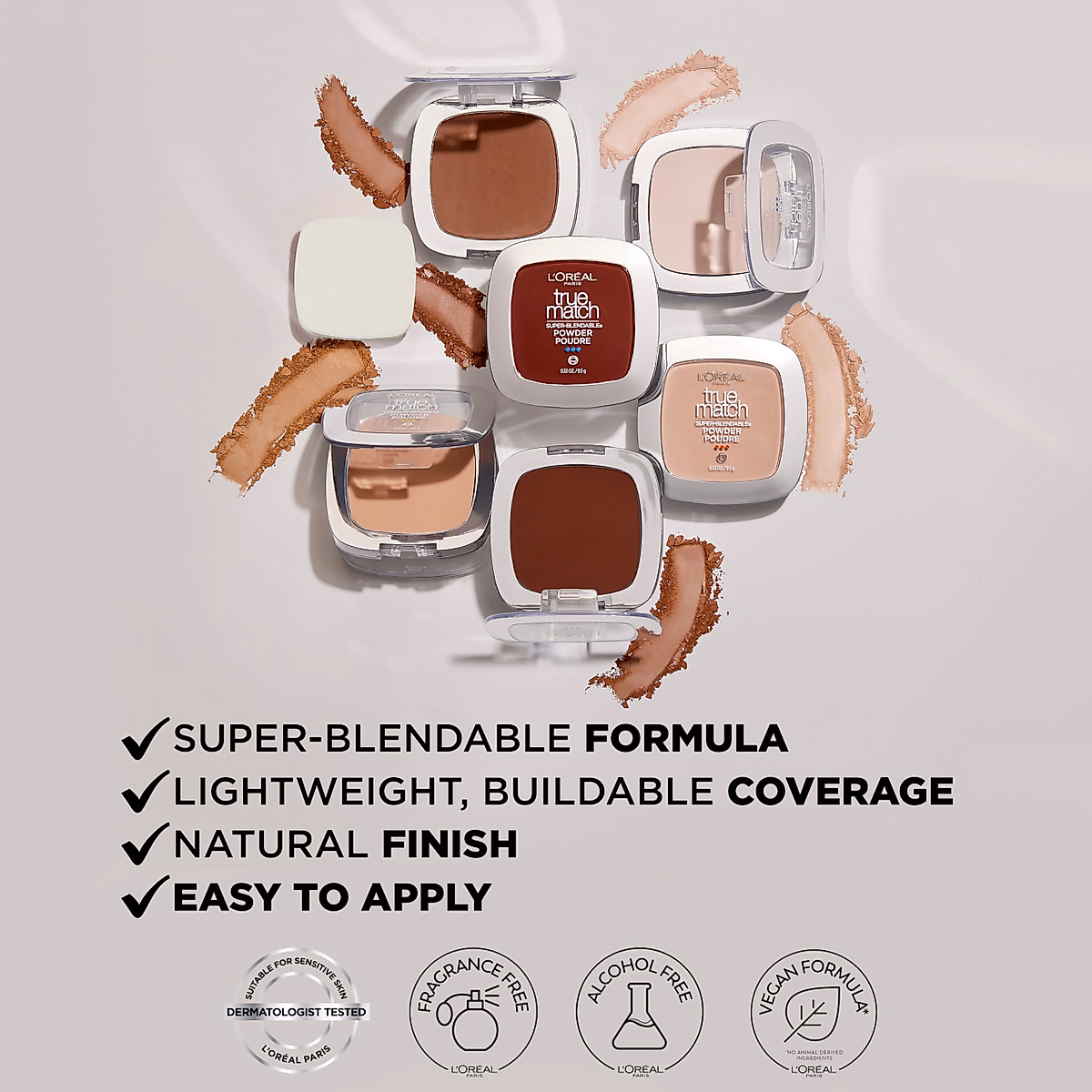 L'Oreal Paris True Match Super Blendable Oil Free Foundation Powder, W1 Light, 0.33 oz, Packaging May Vary