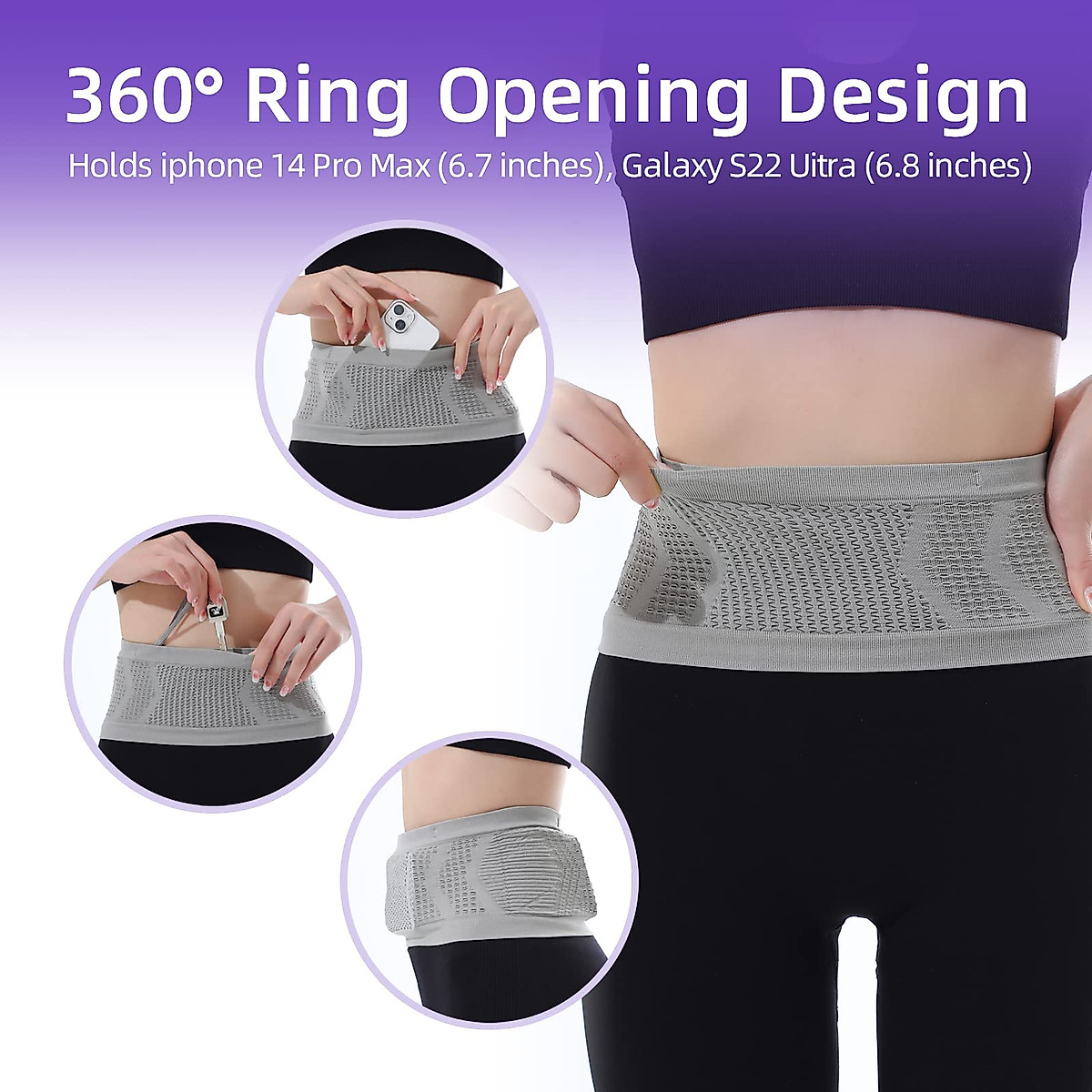 Odoorgames Slim Running Belt | Travel Money Belt | Running Waist Pack | Slim Fanny Pack for Running | Hidden Pockets for Travel (Beige, Large)