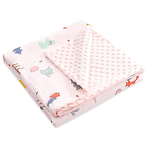 ARYIKUM Minky Baby Blanket Quilt,Lightweight Warm Baby Girls Blanket with Dotted Backing &Zipper,Baby Crib Comforter Toddler Quilt,Nursery, Stroller Blanket.(43x60 Inch,Zipper)