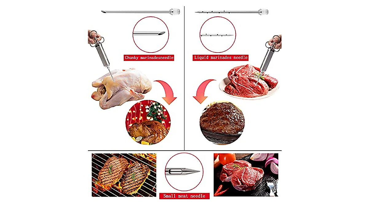 Stainless Steel Meat Injector Kit for Juicy, Flavorful Meats