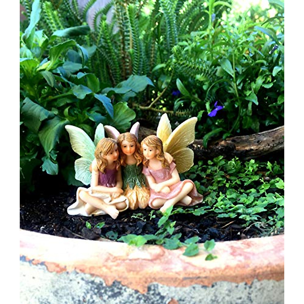 PRETMANNS Fairies for Fairy Garden - Garden Fairy Figurines - Garden Fairies for a Miniature Fairy Garden - Adorable Sitting Fairy Garden Fairies - 1 Piece Sister Fairies