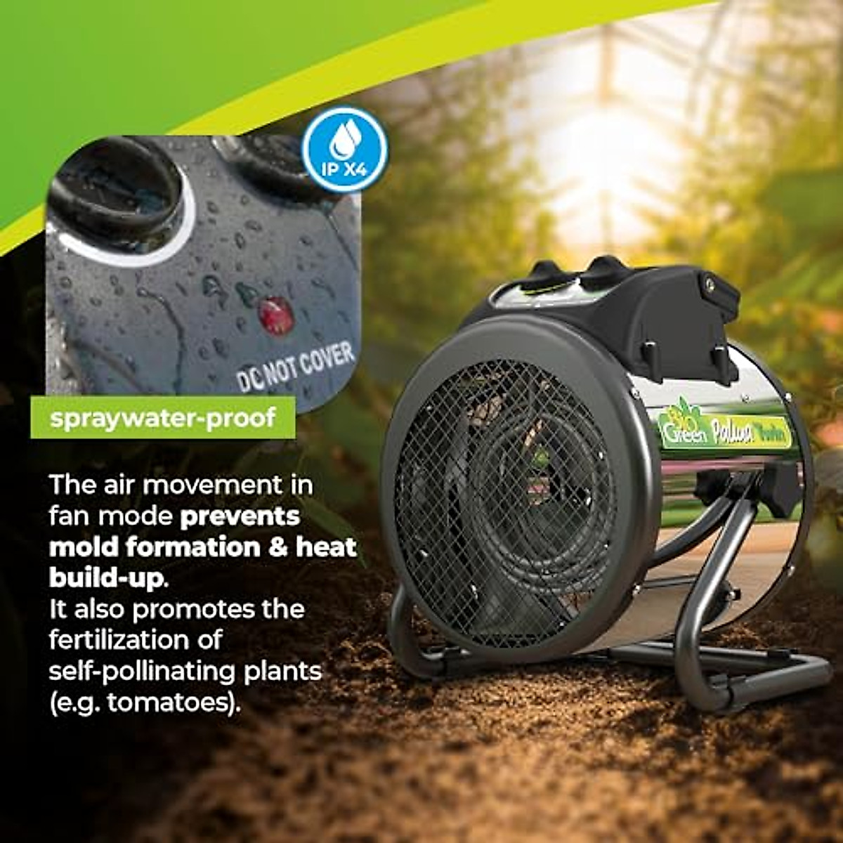 Bio Green PAL 2.0/US Palma BioGreen Basic Electric Fan Heater for Greenhouses, 2 Year Warrenty, 11 x 8 x 12.5" / 280 x 195 x 315 mm