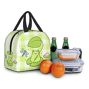 Insulated Lunch Bag Reusable Lunch Box, Cooler Lunch Tote Bag for Teen Girls Boys Women Men School Picnic Office Work, Cute Frog Gift