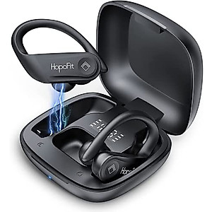 Bluetooth Earbuds Wireless with Earhooks & Microphone - Touch Control Earbuds with Charging Case, Deep Bass Sport Earphones IPX6 Waterproof Stereo Sound Headphones for Running Gym Workout