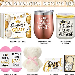 Graduation Gifts for Her 2024, Best High School College Graduation Gifts Cool Master Degree Grad Gifts Box, Congratulations Gifts for Graduates Girls Women Daughter Nurse Sister Friend w/Wine Tumbler