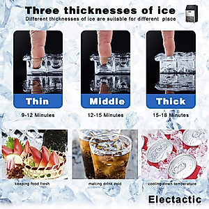 Electactic Ice Maker, Commercial Ice Machine,100Lbs/Day, Stainless Steel Ice Machine with 48 Lbs Capacity, Ideal for Restaurant, Bars, Home and Offices, Includes Scoop Silver