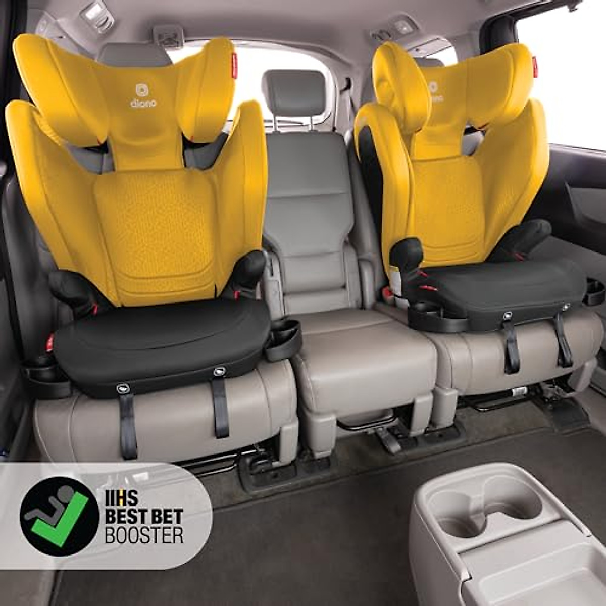Diono Monterey 4DXT Latch, 2-in-1 High Back Booster Car Seat with Expandable Height, Width, Advanced Side Impact Protection, 8 Years 1 Booster, Yellow Sulphur