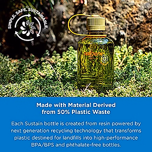 Nalgene Sustain Tritan BPA-Free Water Bottle Made with Material Derived from 50% Plastic Waste, 16 OZ, Narrow Mouth