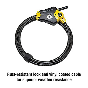 Master Lock 8413DPF Python Cable Lock with Key, 1 Pack, Black and Yellow, 6' x 3/8" diameter