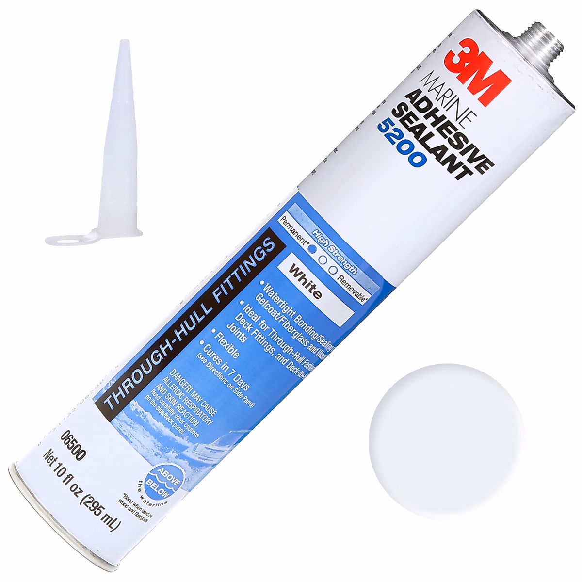 3M Marine Adhesive Sealant 5200 (06500) Permanent Bonding and Sealing for Boats and RVs Above and Below the Waterline Waterproof Repair, White, 10 fl oz Cartridge