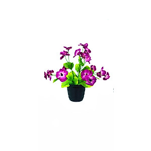 QIANYUN Artificial Pansies 4PCS Wildflower UV Resistant Outdoor Decoration-Fall Decor Faux Plastic Daisy Greenery Shrub Plant Garden Porch Window Box Home Wedding Farmhouse Decor (Purple)