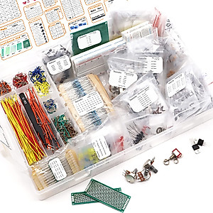 Sunxeke Electronic Component DIY Assortment Kit,Include Resistors,Capacitors,Triode,PCB,Tact Switch,Toggle Switch，Potentiometer,LED,Inductors,Crystal oscillator,Integrated Circuit.