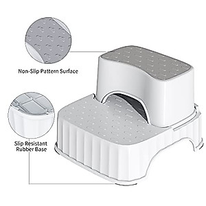 Beideli 2-in-1 Toddler 2 Step Stool – Elegant Double Up Step Stools for Kids Anti-Slip Toddler Two Stepping Stool for Bathroom Sink Kitchen and Toilet Potty Training (White)