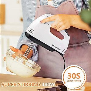 Showvigor Handmixer Electric Handheld - 7 Speed Portable Kitchen Mixer Electric with 5 Stainless Steel Accessories Whisk, Food Beater for Whipping Mixing Cookies Cakes Eggs Dough
