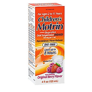 Motrin Children's Oral Suspension Medicine for Kids, 100mg Ibuprofen, Berry Flavored, 4 fl. oz