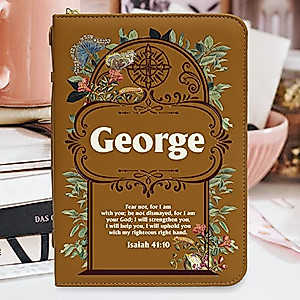 10x7 Inch Personalized Bible Cover – Create Your Own Design, Custom Bible Cover and Carrying Case with Handle – Leatherette Book Covers and Bible Case for Women - Brown (Design 5)