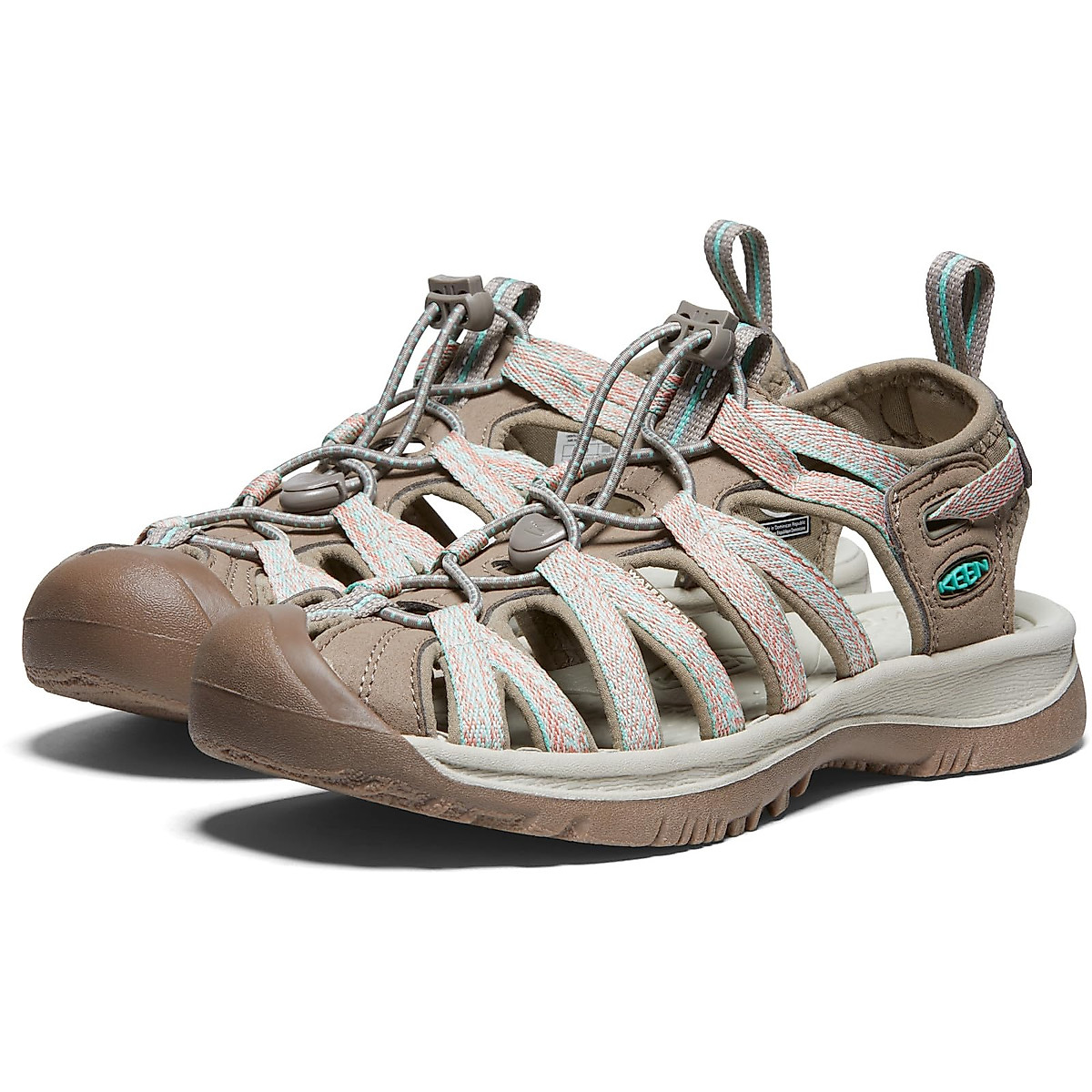 KEEN Women's Whisper Closed Toe Sport Sandals, Taupe/Coral, 7