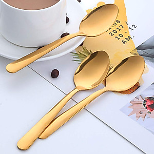 Teaspoons Gold Stainless Steel Dessert Spoons, BUY&USE 12 Pieces 5.9-Inch Coffee Spoons