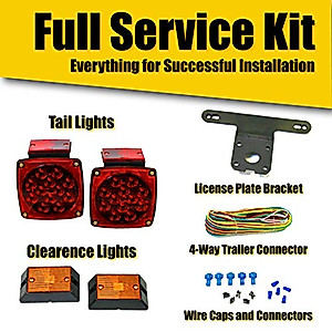 MAXXHAUL 70205 Trailer Light Kit - 12V All LED, Left and Right Waterproof Submersible for Trailers, Boat Trailer Truck Marine Camper RV Snowmobile, Red