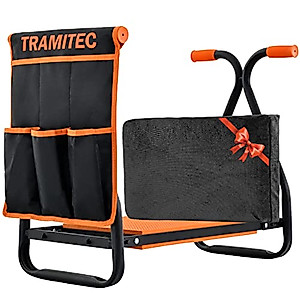 TRAMITEC Garden Kneeler and Seat: Foldable Garden Stool. Garden Kneeler Bench Includes 1pc of Widen Kneeling pad & 1pc of Extra Super Soft Knee Cushion. Heavy Duty Garden Seat Stools as a Great Gift