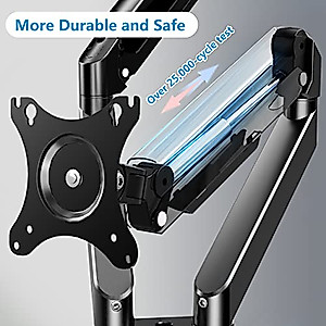 FORGING MOUNT Dual Monitor Arms - Height Adjustable Computer Monitor Desk Stand Fits 13-32'' Monitor, Full Motion Swivel Double Gas Spring Monitor Arms, Each Arm Holds Up to 19.8lbs