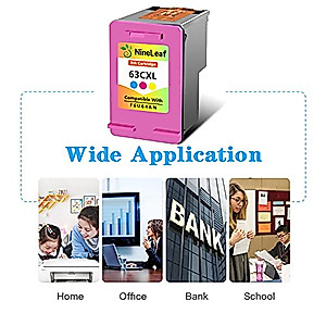 NineLeaf Remanufactured High Yield Ink Cartridge Compatible for HP 63 63XL F6U64AN Use in Envy 4513 4511 4520 4516 Officejet 4650 5255 5258 3830 3833 DeskJet 1112 3636 (Tri-Color,1 Pack)