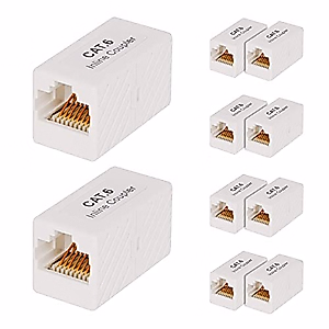 Iwillink RJ45 Coupler Ethernet Connector, Female to Female RJ45 Connector for Cat7 Cat6 Cat5e Cat5 Ethernet Cable, Extender Adapter, 10 Pack, White