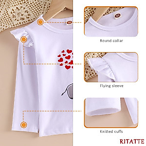 Ritatte Toddler Infant Baby Girl Clothes Outfits Valentine Heart Print Warm Long Sleeve Sweatshirts Pants Set Fall Winter 1-6T (Red-Elephant, 4-5 T)