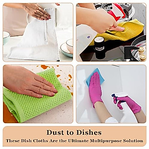 DishCloths Kitchen|Waffle Terry Check Weave Hand Towels|Cotton 12x12 Reusable Dish Rags Washing Scrub Cleaning Dishes|Dish Bar Mop Towels Hand Wipes|Spring Easter Basket Decor|6 Pc Set-Grey