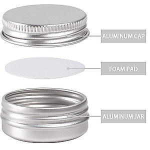 0.5 oz Screw Top Aluminum Tin Jar with Screw Lid and Blank Labels (Silver - Pack of 32)
