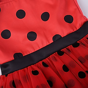 Uplus ME Ladybug Costume Girls Ladybug Dress Lady Bug Costumes for Kids Toddler Ladybird Dress Up Set for Halloween Birthday (9-10 Years/150)