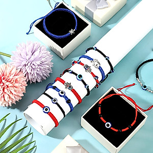 36 Pcs Evil Eye Bracelet Hamsa Bracelet Black Red Thread Adjustable Bracelets Handmade Beaded Lucky Amulet Bracelet with Eye Protection Bracelets for Women Girls
