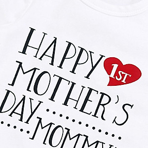 XFGLCK Newborn Infant Baby Boys Girls Mother's Day Outfit Short Sleeve Romper Bodysuit Onesie (Happy 1st mother's day mommy, 3-6 Months)
